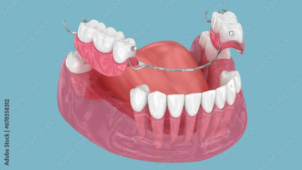Removable partial denture, mandibular prosthesis. Medically accurate 3D ...