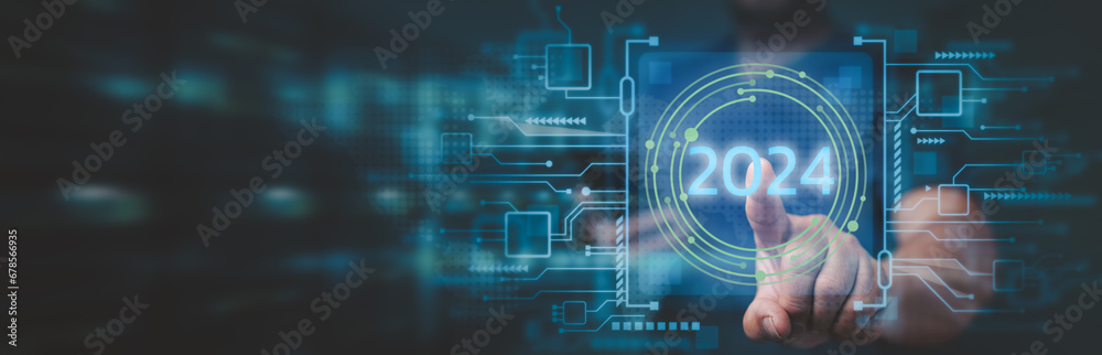 2024 annual business plan and digital business concept. Businessman ...