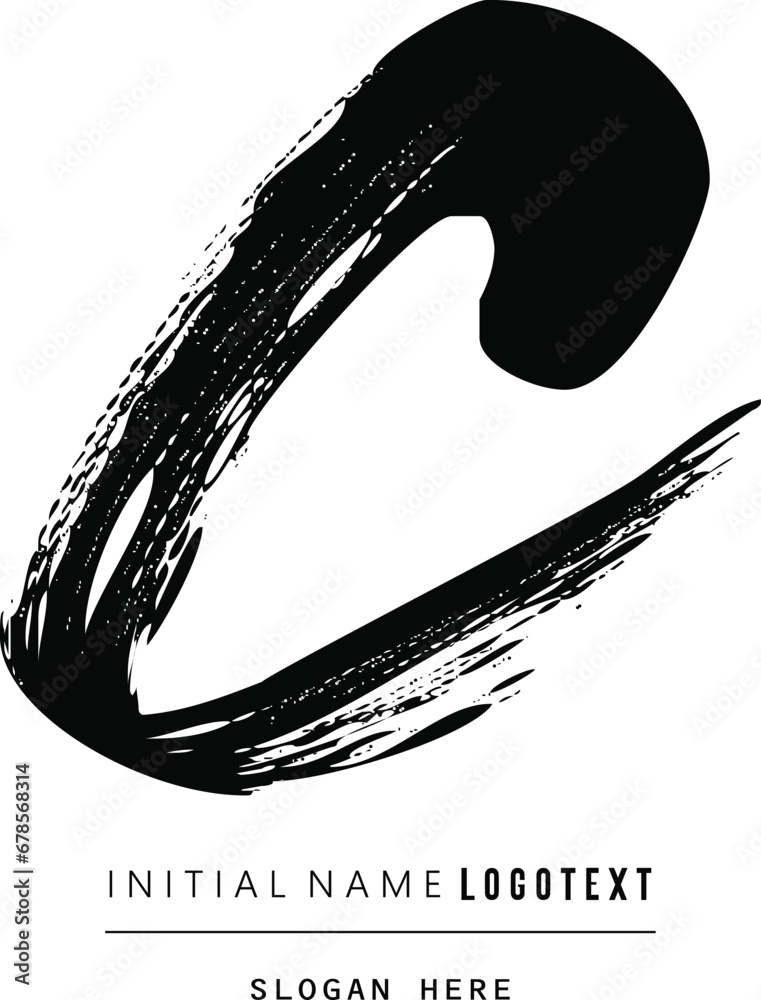 vector icon of letter C with ink stroke, C - Black handwritten letters ...
