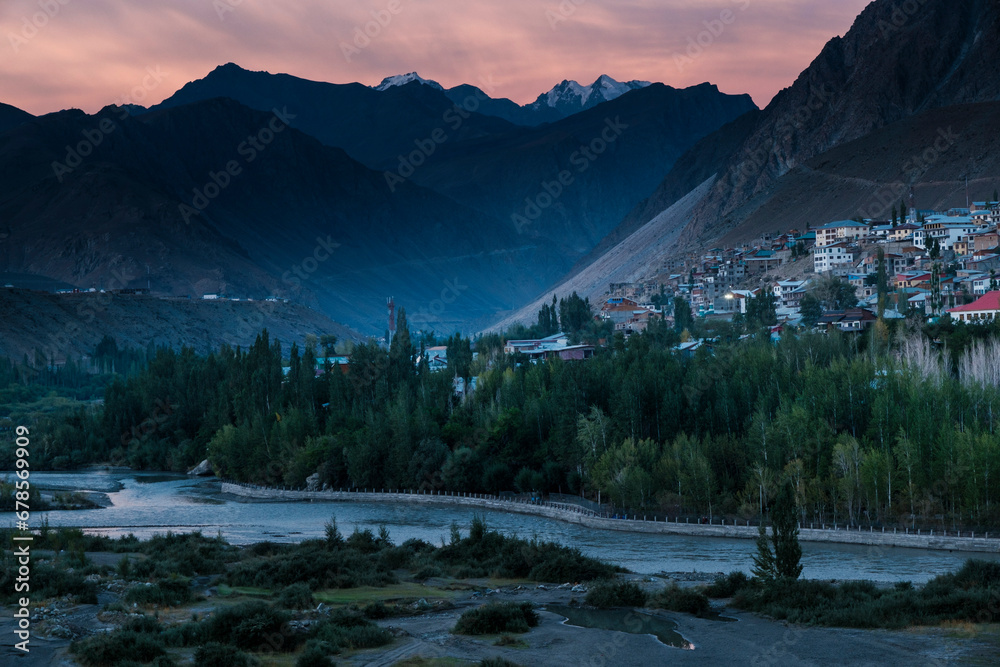 beautiful morning at Kargil. kargil is the second largest city in ...