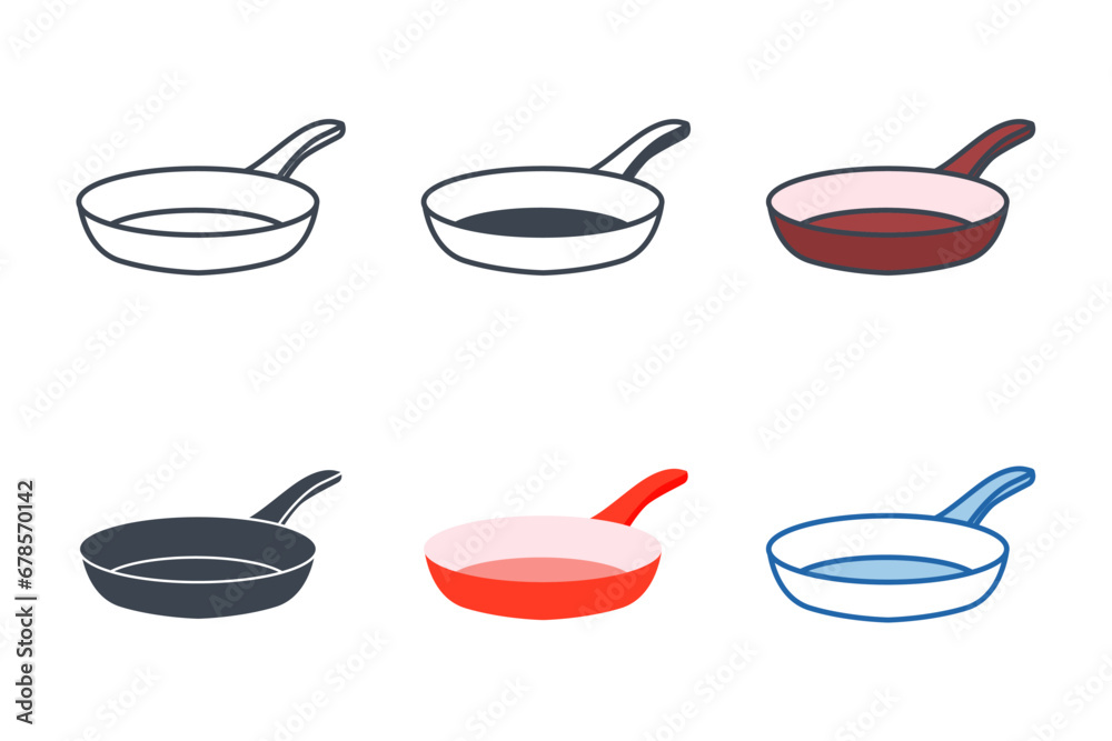 Frying pan icon collection with different styles. Pan icon symbol ...