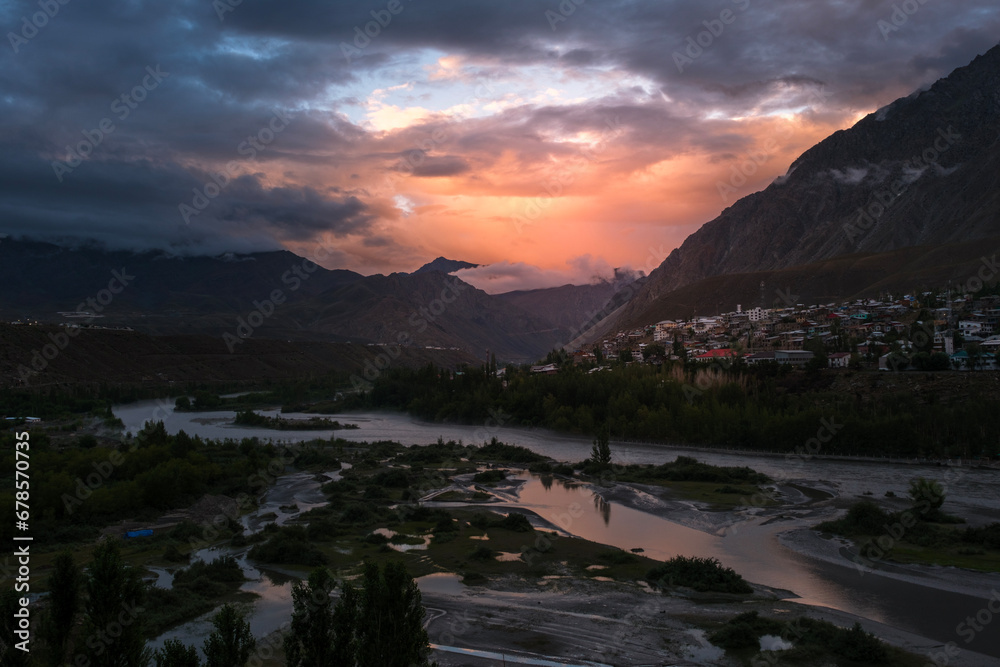 beautiful morning at Kargil. kargil is the second largest city in ...