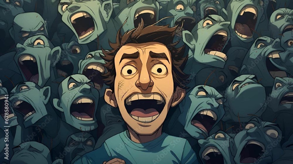 cartoon characters being scared by one another's laughter Stock ...