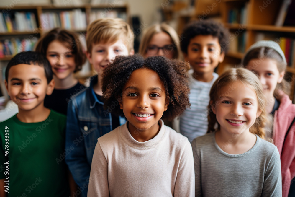 Classroom Harmony: Group of Elementary School Students Standing ...