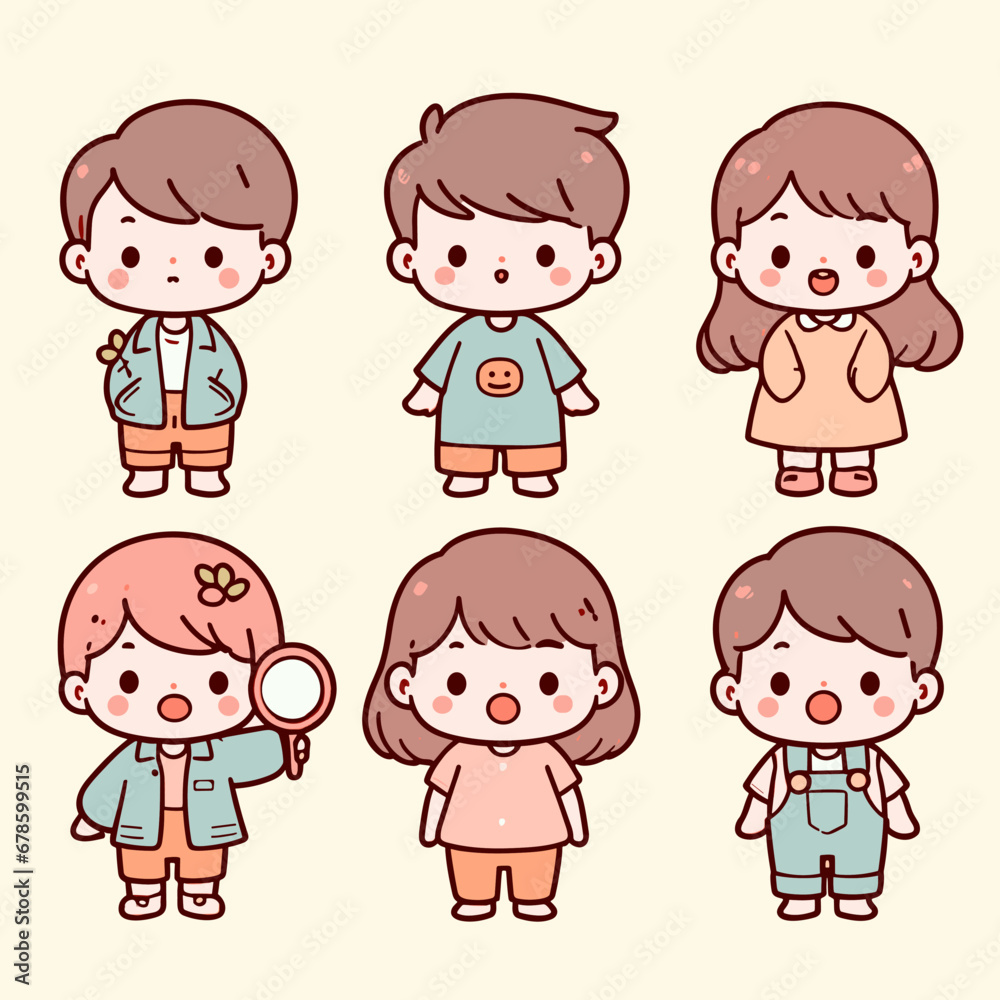 Expression Extravaganza: Adventures of Smart Young Vector Girl and Boy ...