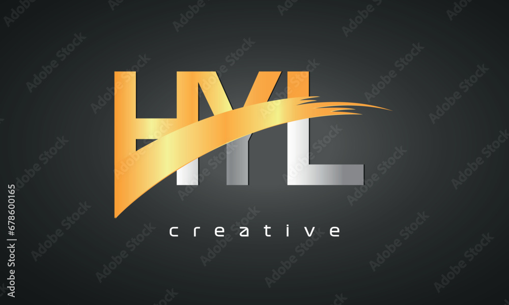 HYL Letters Logo Design with Creative Intersected and Cutted golden ...