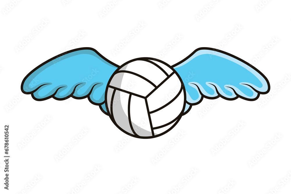 Volleyball and Wings vector illustration. Sports objects icon concept ...