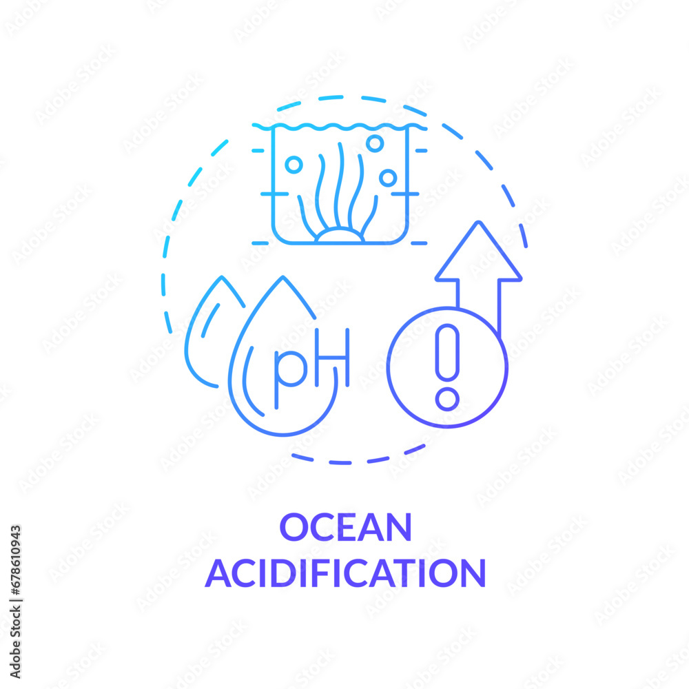 2D gradient ocean acidification icon, simple isolated vector, climate ... 2D gradient ocean acidification icon, simple isolated vector, climate ...