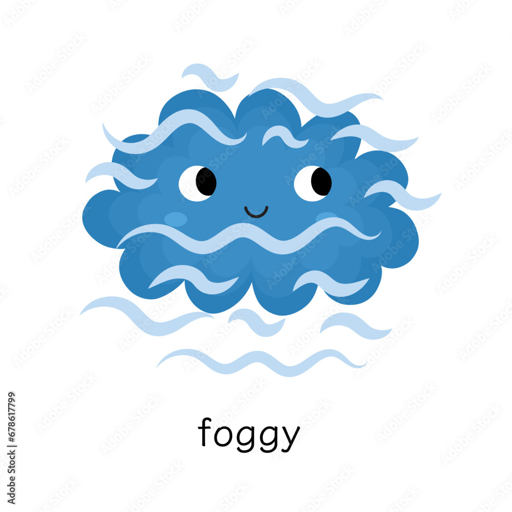Cute foggy weather character for kids. Print with a funny cloud for ...