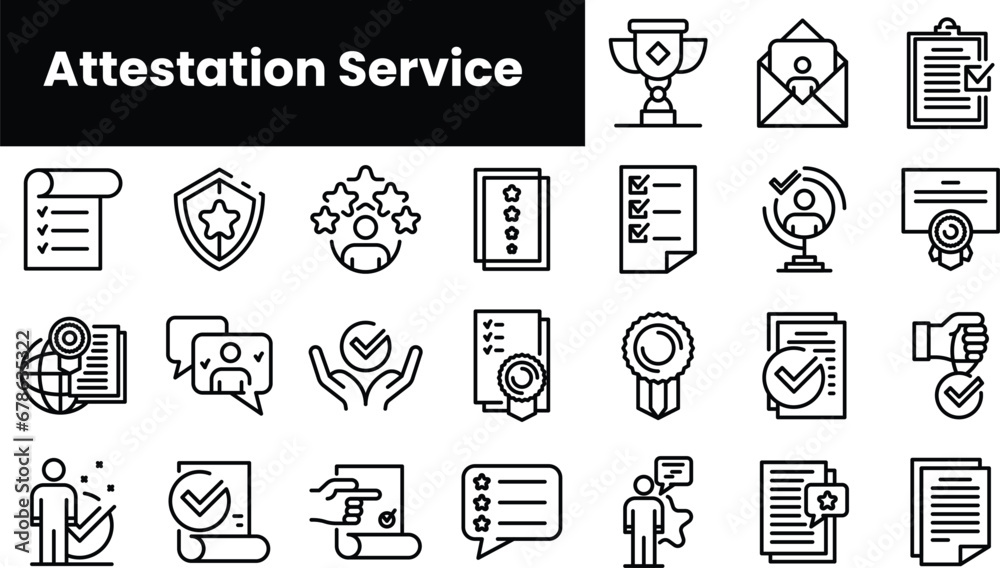Set of outline attestation service icons Stock Vector | Adobe Stock