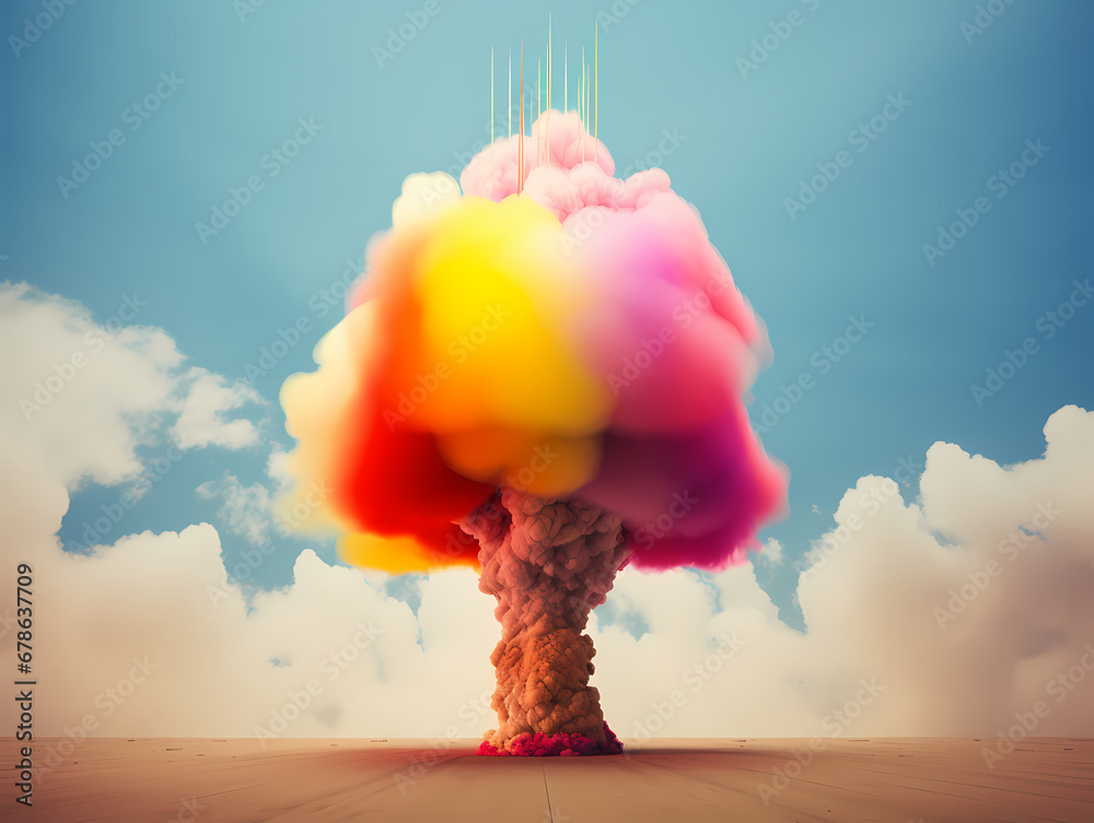 rainbow nuclear explosion, lgbt community Stock Photo | Adobe Stock