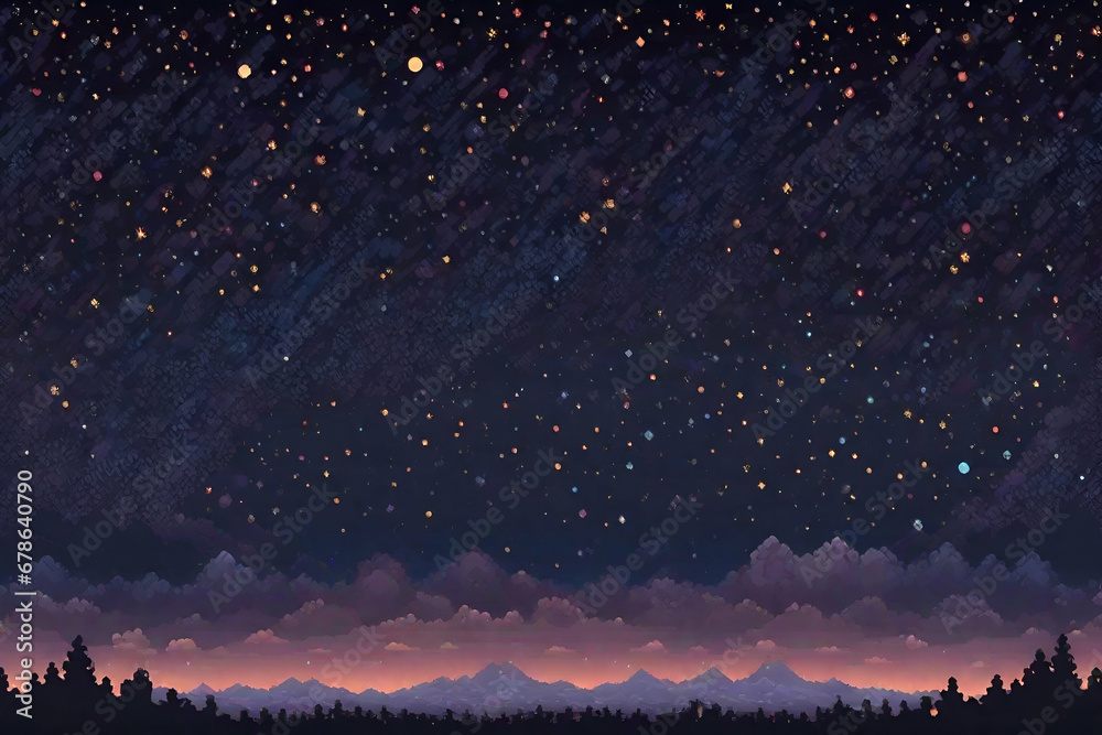 Pixel art night starry sky background Stock Illustration | Adobe Stock