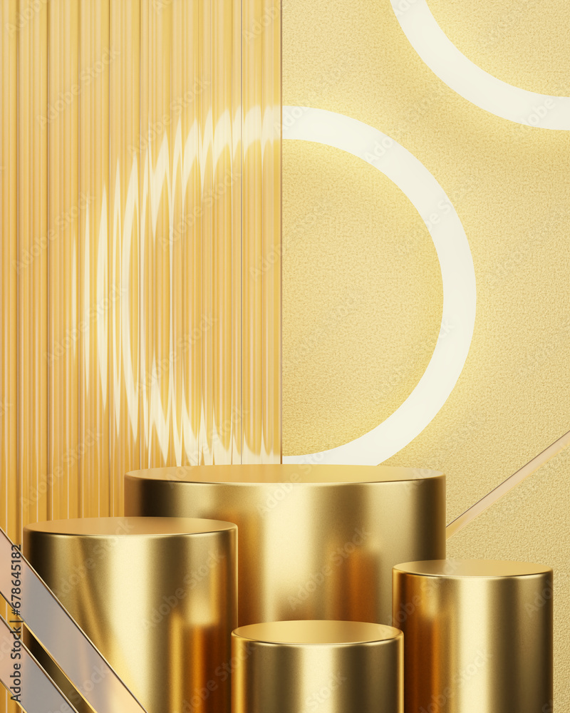 Trendy gold product background stand or podium, empty product display ...