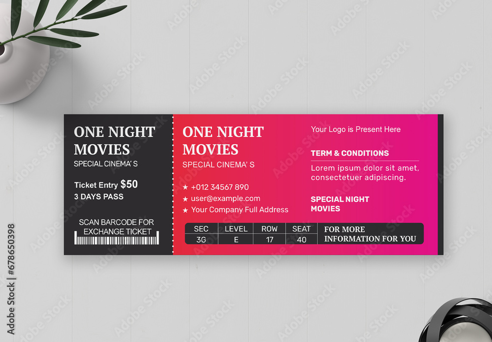 Vintage Cinema Ticket Stock Template | Adobe Stock