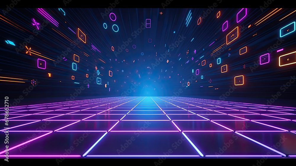 3d technology abstract neon light background, empty space scene ...