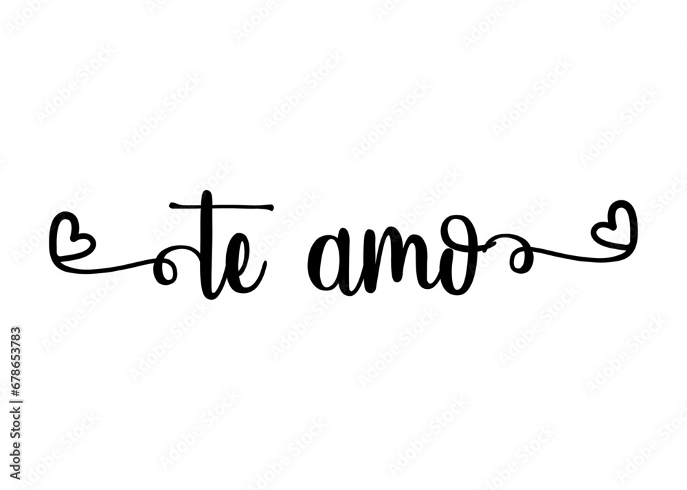 Logo con palabra en texto manuscrito te amo en español con raya de ...