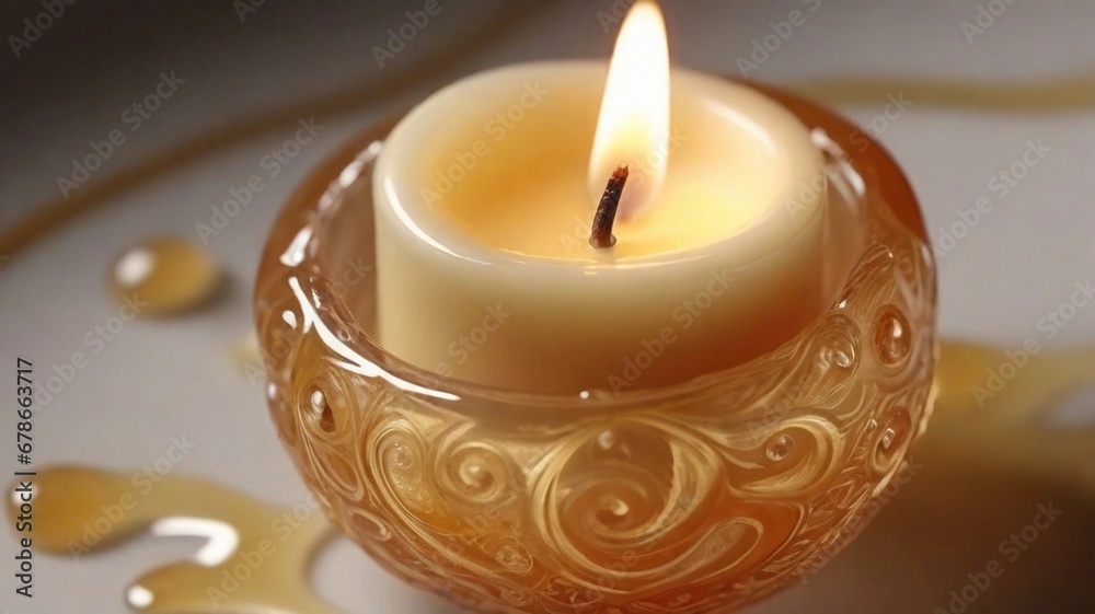 Illustrate the elegance of melting candle wax, focusing on the ...