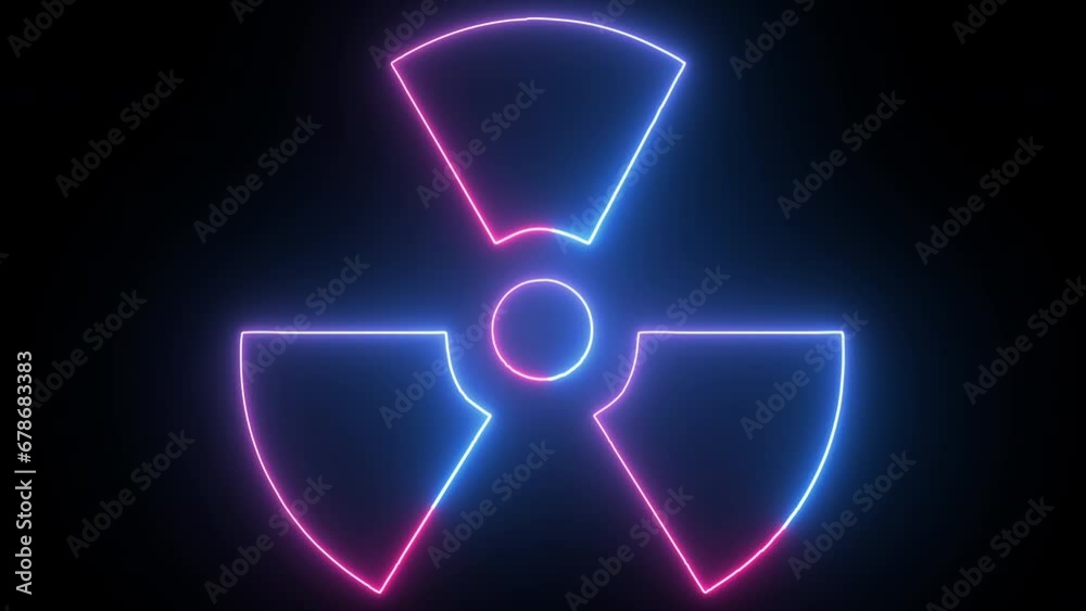 Hyperrealistic animated Neon Radioactive symbol in trendy stylish ...