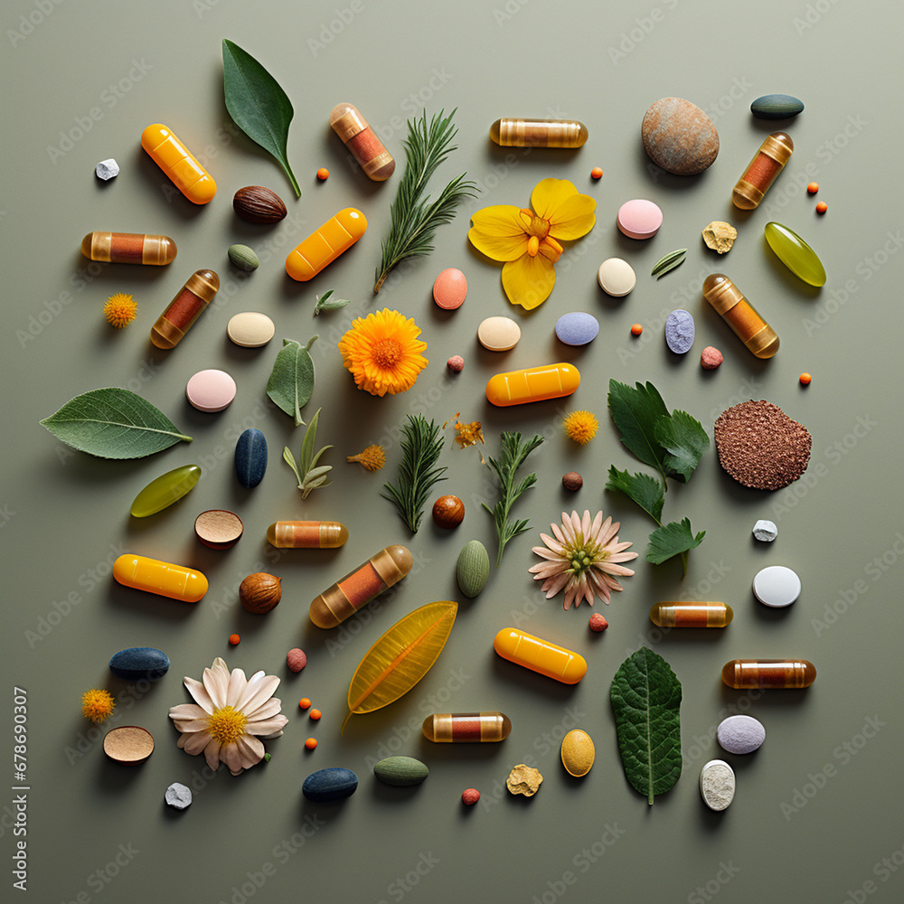 clean, modern visuals of supplements and vitamins, pill form, powder ...
