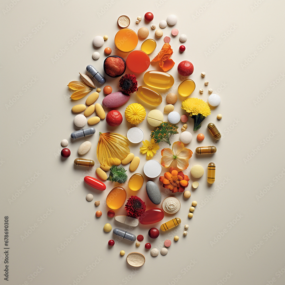clean, modern visuals of supplements and vitamins, pill form, powder ...