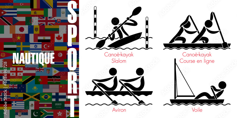 Ensemble de pictogrammes représentant les 4 disciplines sportives de ...