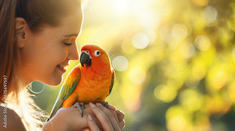 A heartwarming image of an adopted parrot bonding with its new owner ...