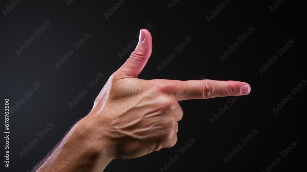 Finger gun hand gesture, male hand, a sign of acknowledgment similar to ...
