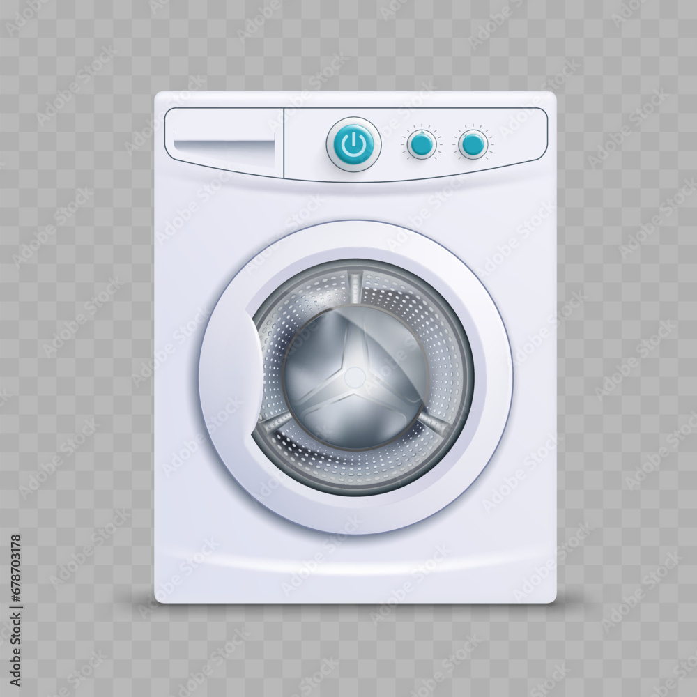Realistic mockup of a washing machine. Template isolated on transparent ...