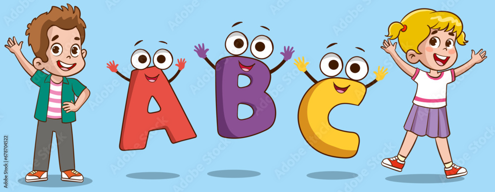 Education Concept and literacy learning vector illustration with ...