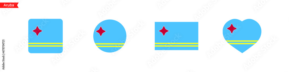 National flag of Aruba icons. Aruba flag in the shape of a square ...