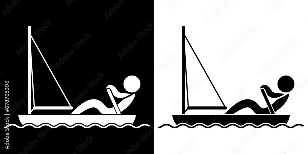 Pictogrammes représentant une course en ligne de voile, une des ...