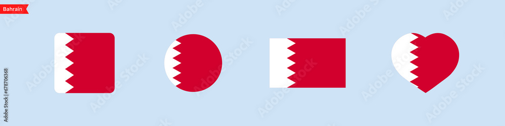 National flag of Bahrain. Bahrain flag icons in the shape of a square ...