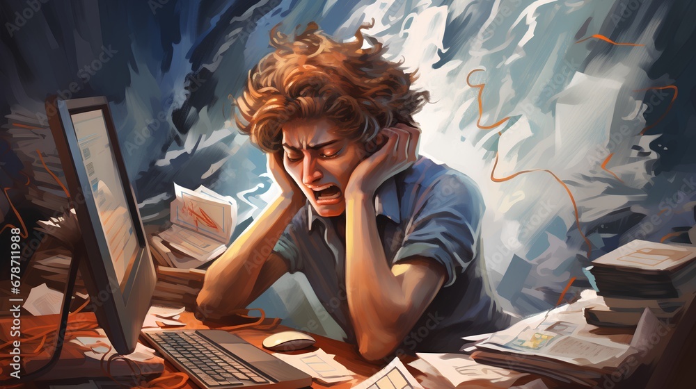 An individual experiencing an acute stress reaction, showcasing ...