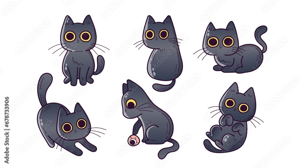 Cute Black Cats Animated Looped Character Stock Template | Adobe Stock
