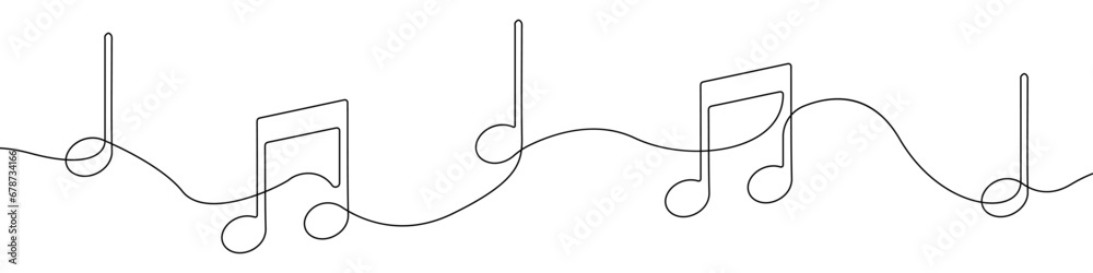 Sheet music sign line continuous drawing vector. One line Notes vector ...