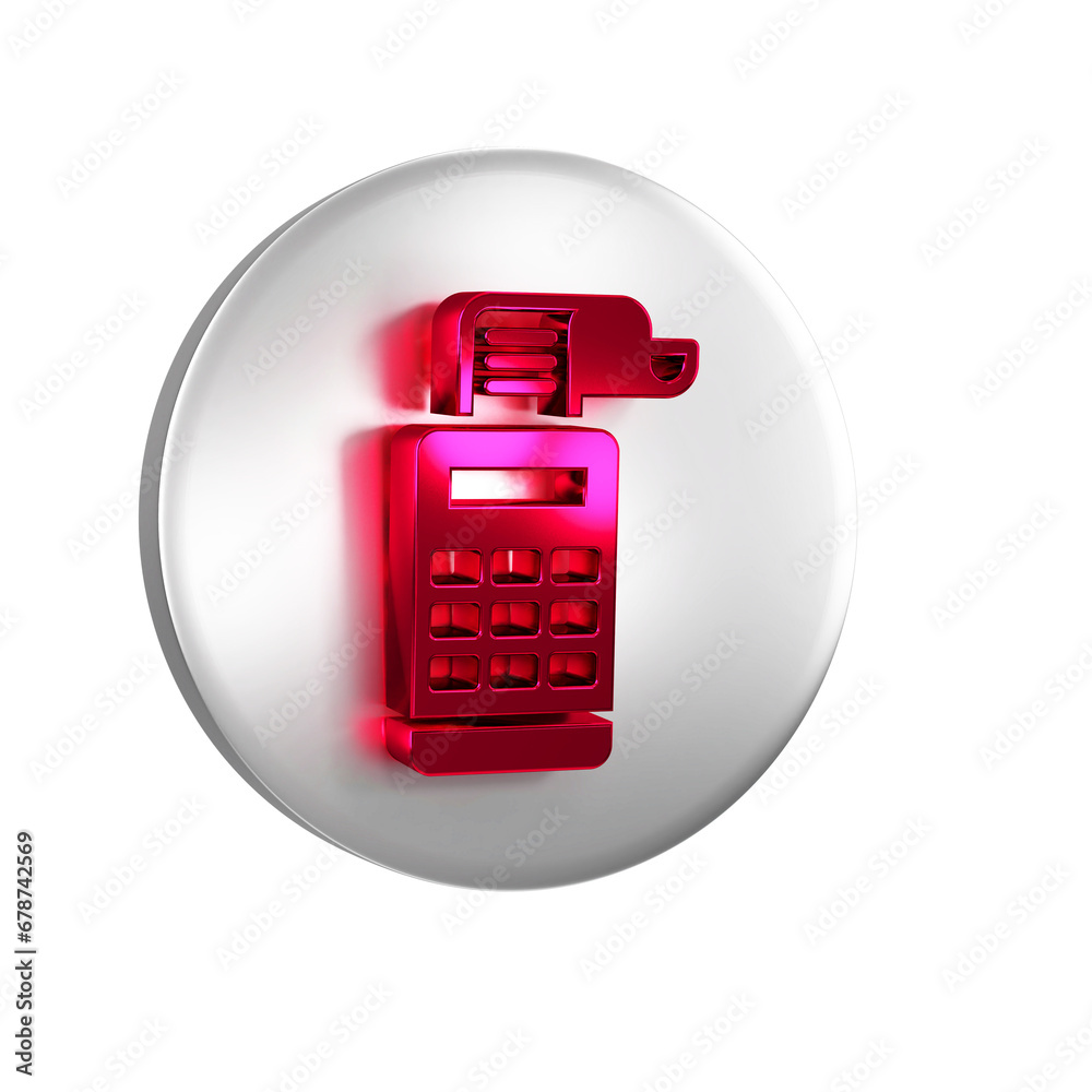 Red Cash register machine with a check icon isolated on transparent ...