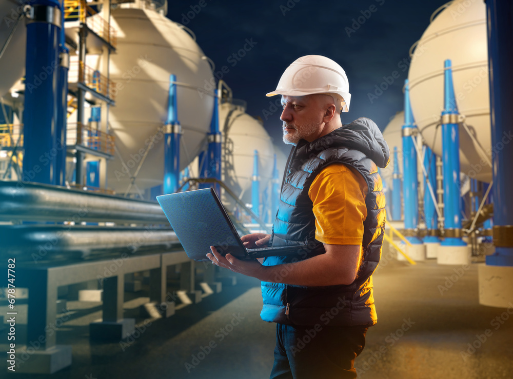 Man is industrialist. Oil company employee. Industrial worker with ...