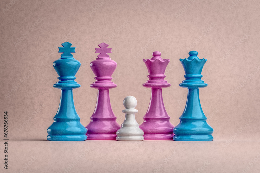 The colors of the transgender pride flag represented using chess pieces ...