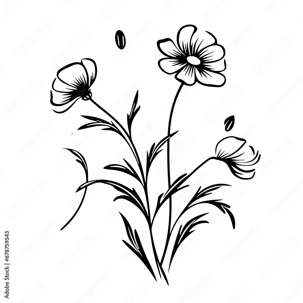 line drawing, line art png, line art prints, spring clipart, line art ...