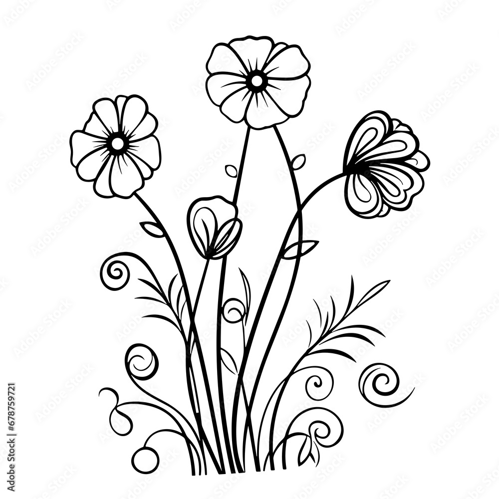 line drawing, line art png, line art prints, spring clipart, line art ...