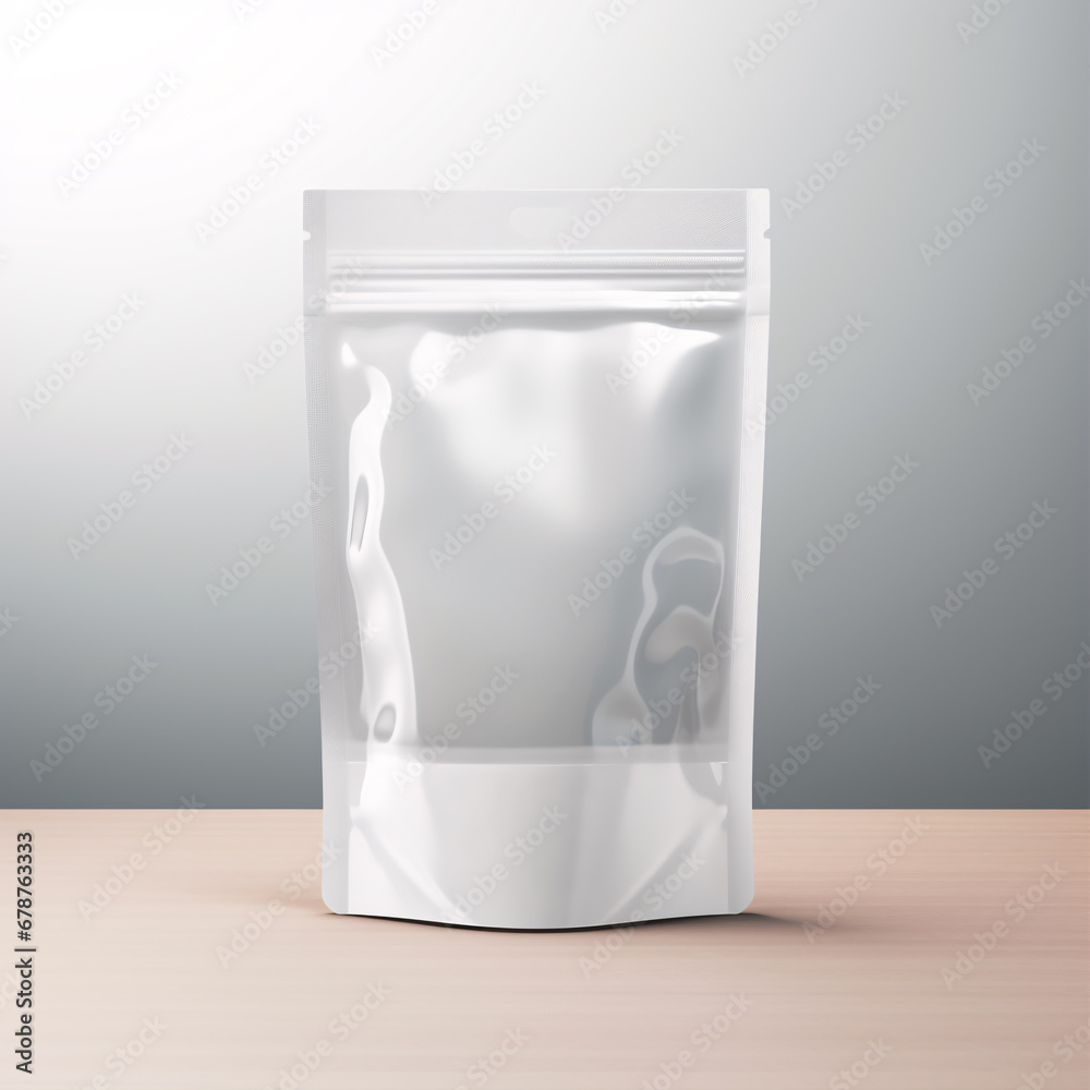 Empty pouch bag boasting a transparent window to showcase a product for ...