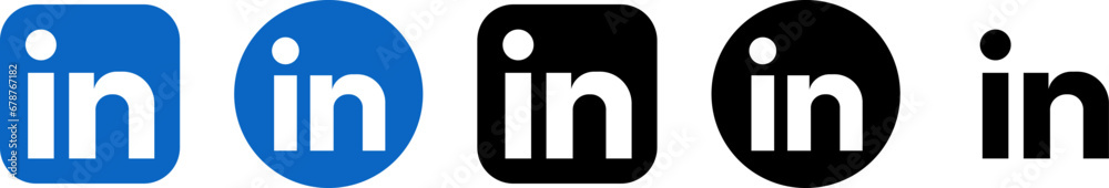 Linkedin logo in round and square shape on transparent background ...