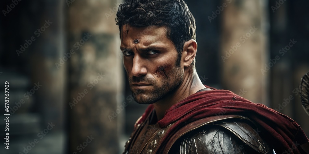 A portrait of a Roman gladiator, moments before entering the Colosseum ...