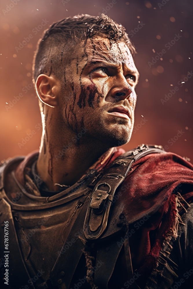 A powerful midrange depiction of Spartacus, the legendary gladiator and ...
