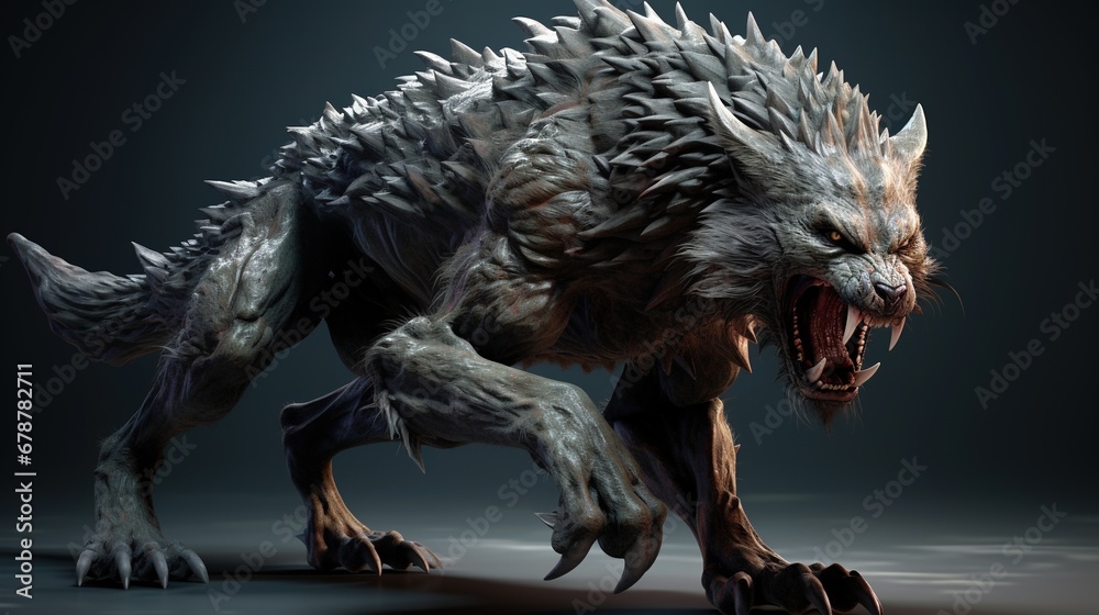 A 3D illustration featuring a werewolf, capturing the essence of a ...