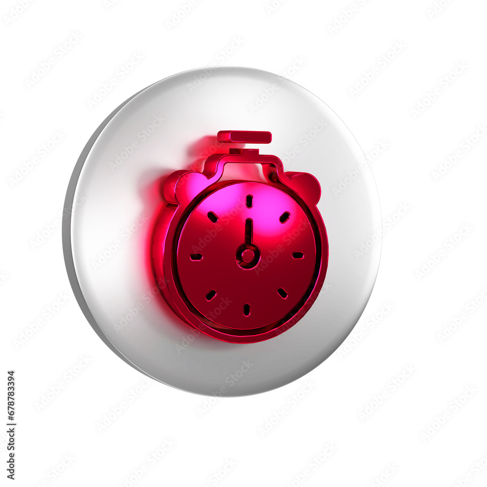 Red Stopwatch icon isolated on transparent background. Time timer sign ...