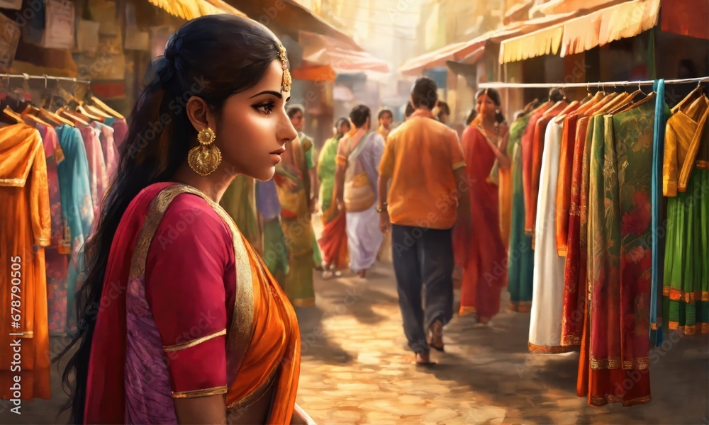 Indian woman in saree walking on street in Kathmandu, Nepal Stock ...