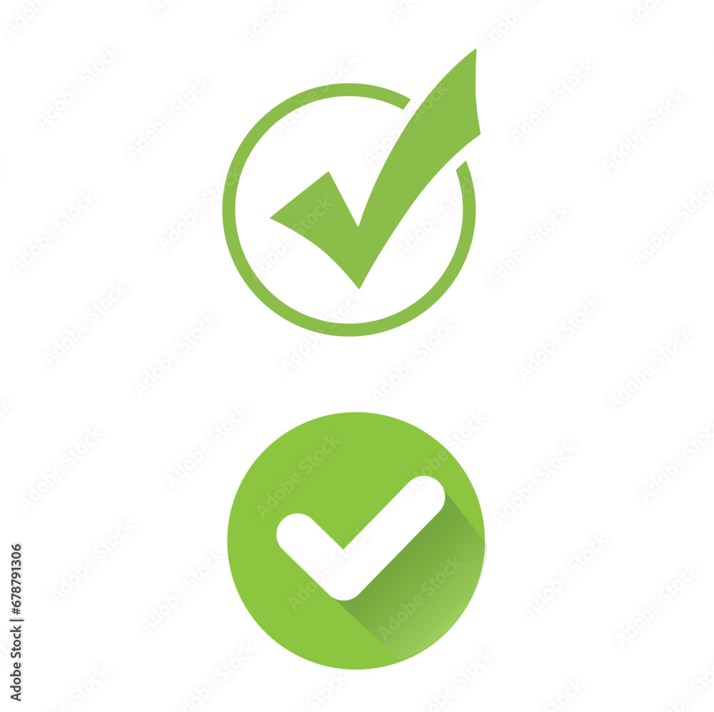 Green check marks in different variants, sticker. Stock Vector | Adobe ...
