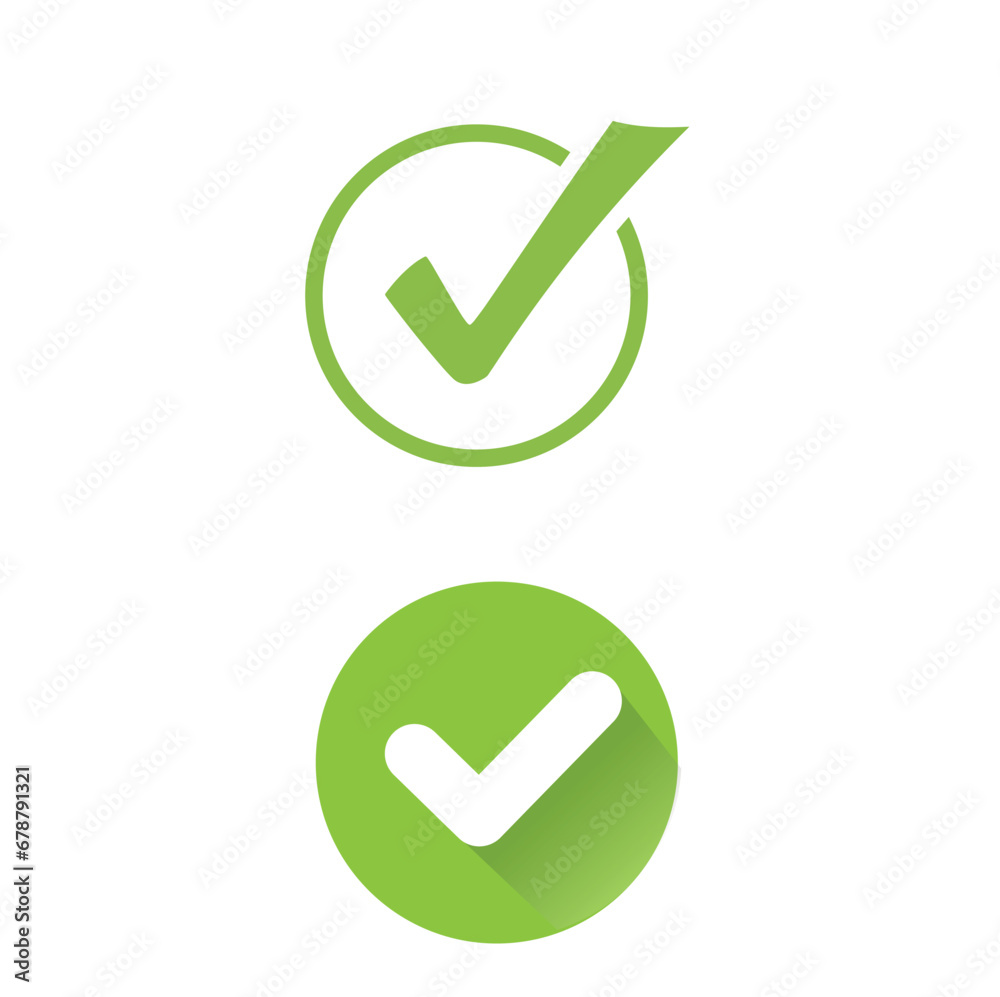Green Check Marks In Different Variants Sticker Stock Vector Adobe