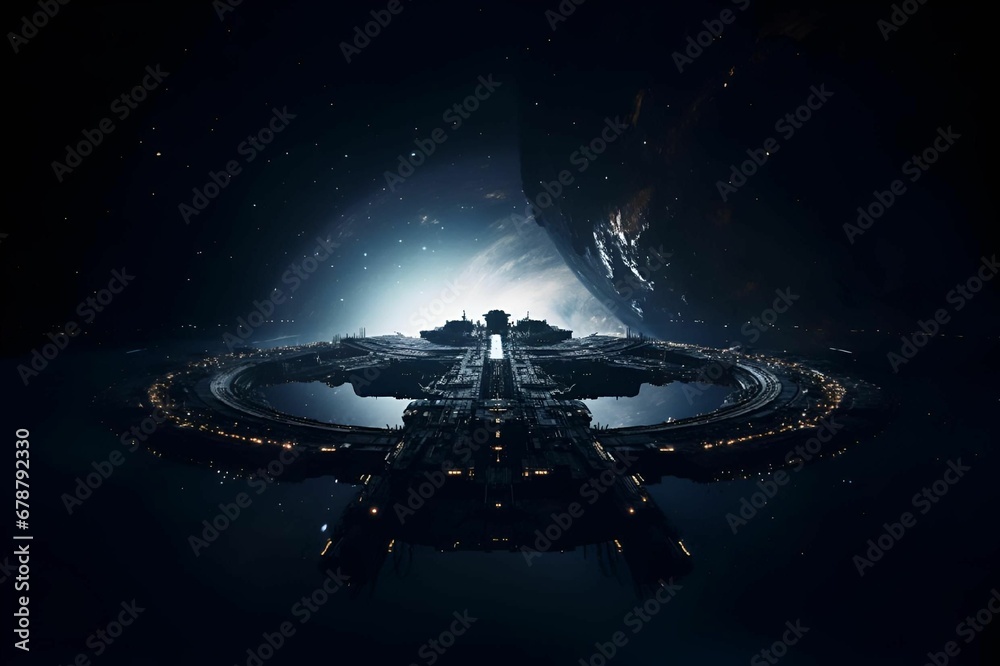 AI generated illustration of a stunning image of a spaceship soaring ...